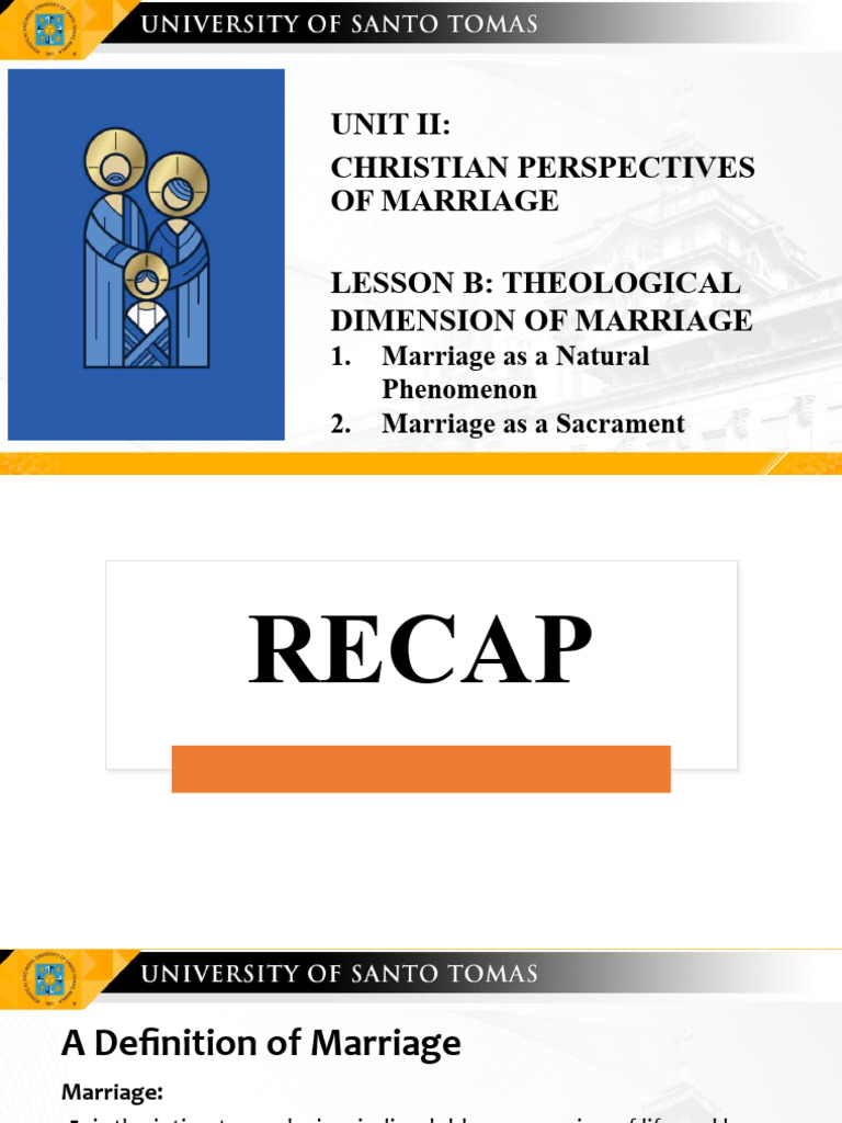 Unit Ii: Christian Perspectives of Marriage Lesson B: Theological ...