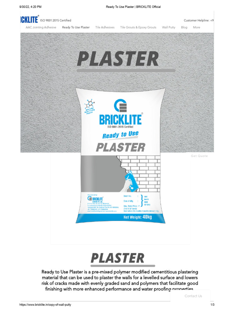 TDS Bricklite Plaster Mix | PDF