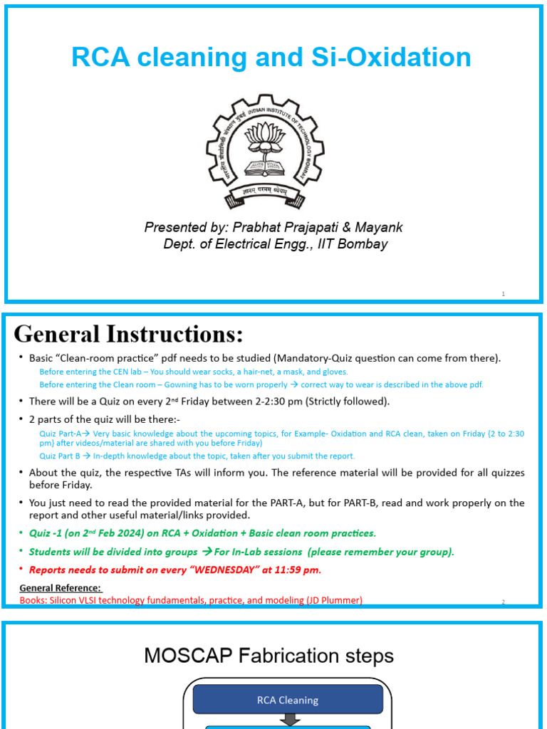 19-01-2024 (Week-1) RCA Si Oxidation | PDF | Water | Silicon Dioxide