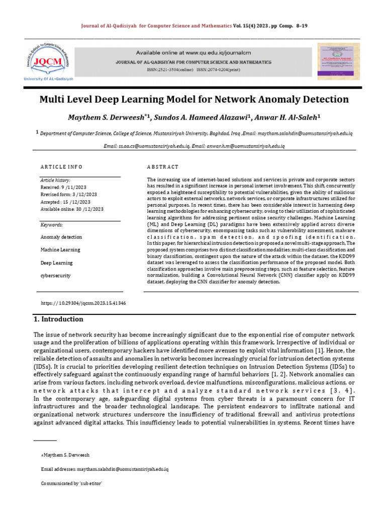Multi Level Deep Learning Model For Network Anomal | PDF | Machine ... Multi Level Deep Learning Model For Network Anomal | PDF | Machine ...