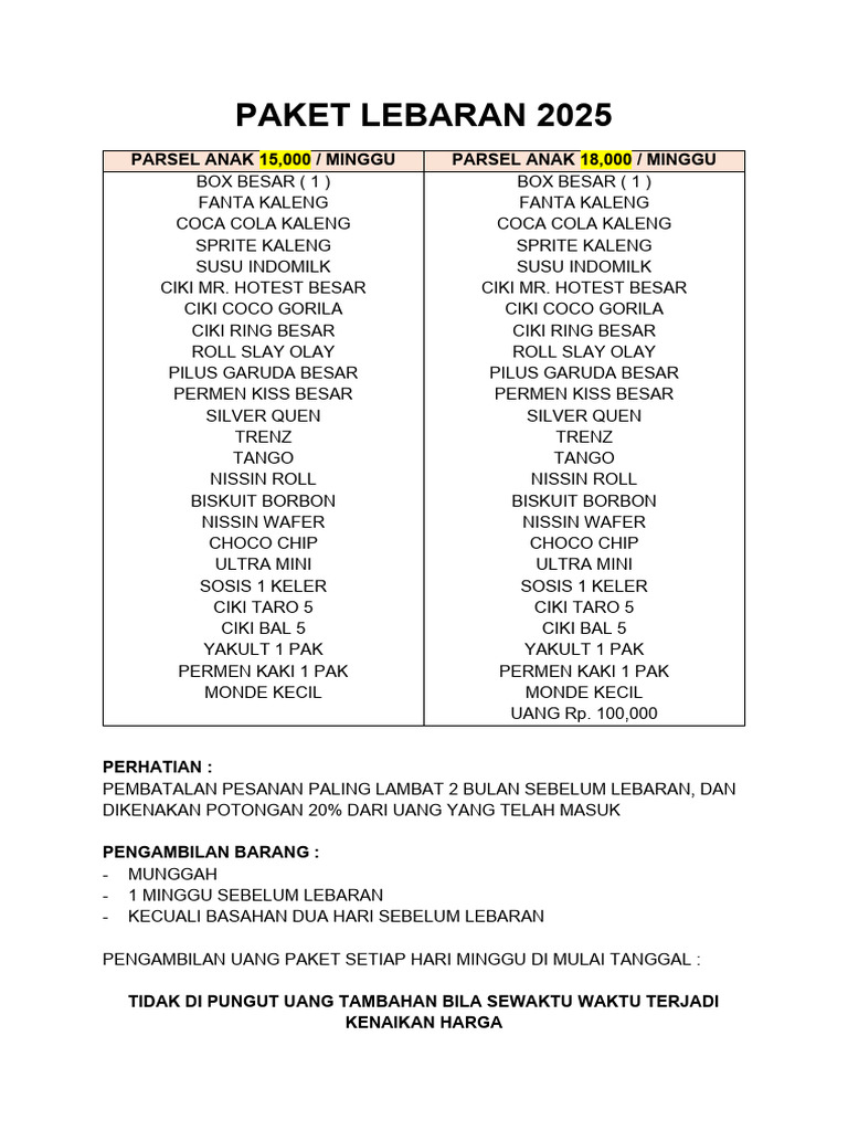 Paket Sembako Lebaran 2025 | PDF