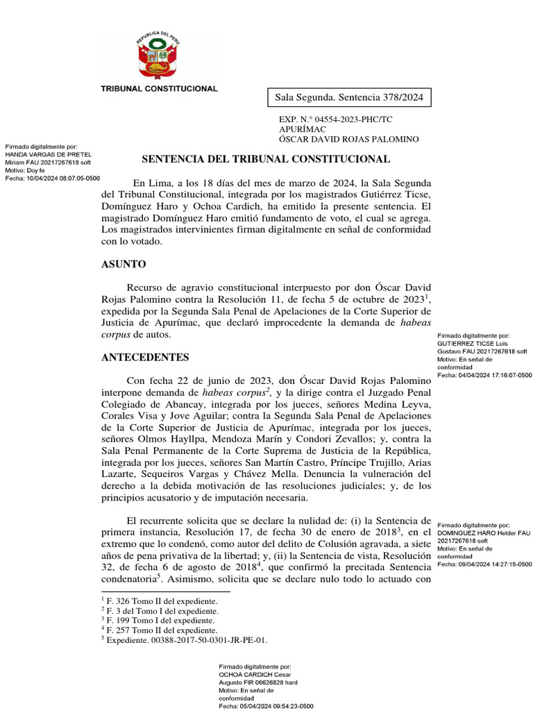 STC 4554-2023-HC Colusión | PDF | Sentencia (ley) | Judicaturas