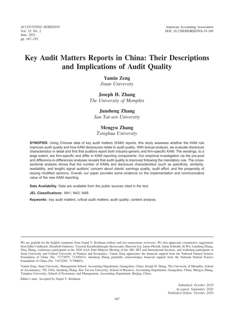 Key Audit Matters and Audit Quality in China | PDF | Audit | Auditor's ...