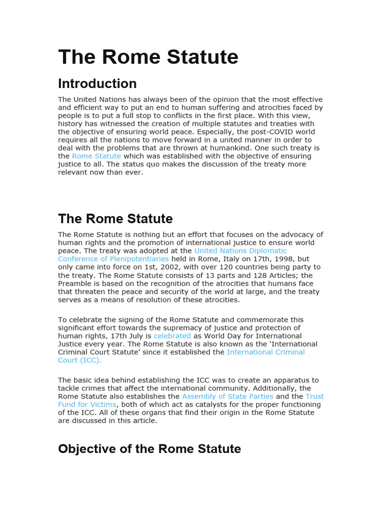 The Rome Statute | PDF | International Criminal Court | Genocides