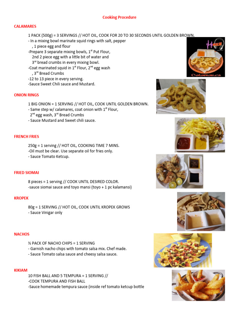 Cooking Procedure | PDF