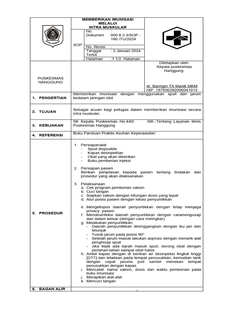 SOP Memberian Obat Intra Muskular OK | PDF