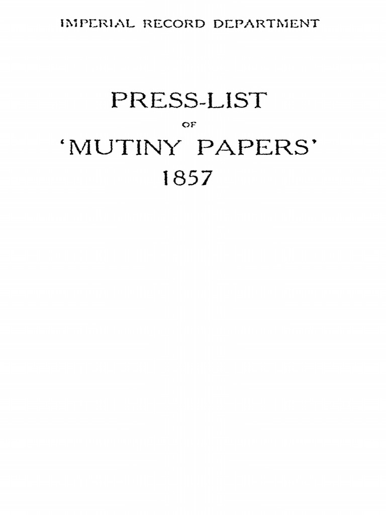 1857 Mutiny Papers Overview | PDF