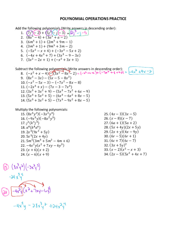 Polynomial Operations Practice Worksheet | PDF | Theoretical Computer Science | Computer Programming