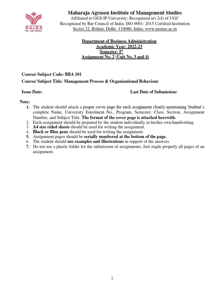 MPOB_2022_ASSIGNMENT_UNIT_3_AND_4 | PDF | Organizational Behavior | Cognition