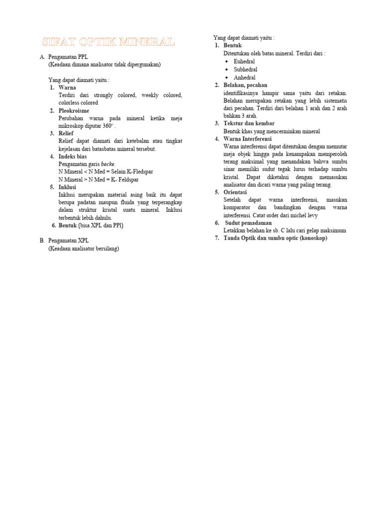 Sifat Optik Mineral | PDF | Sains & Matematika