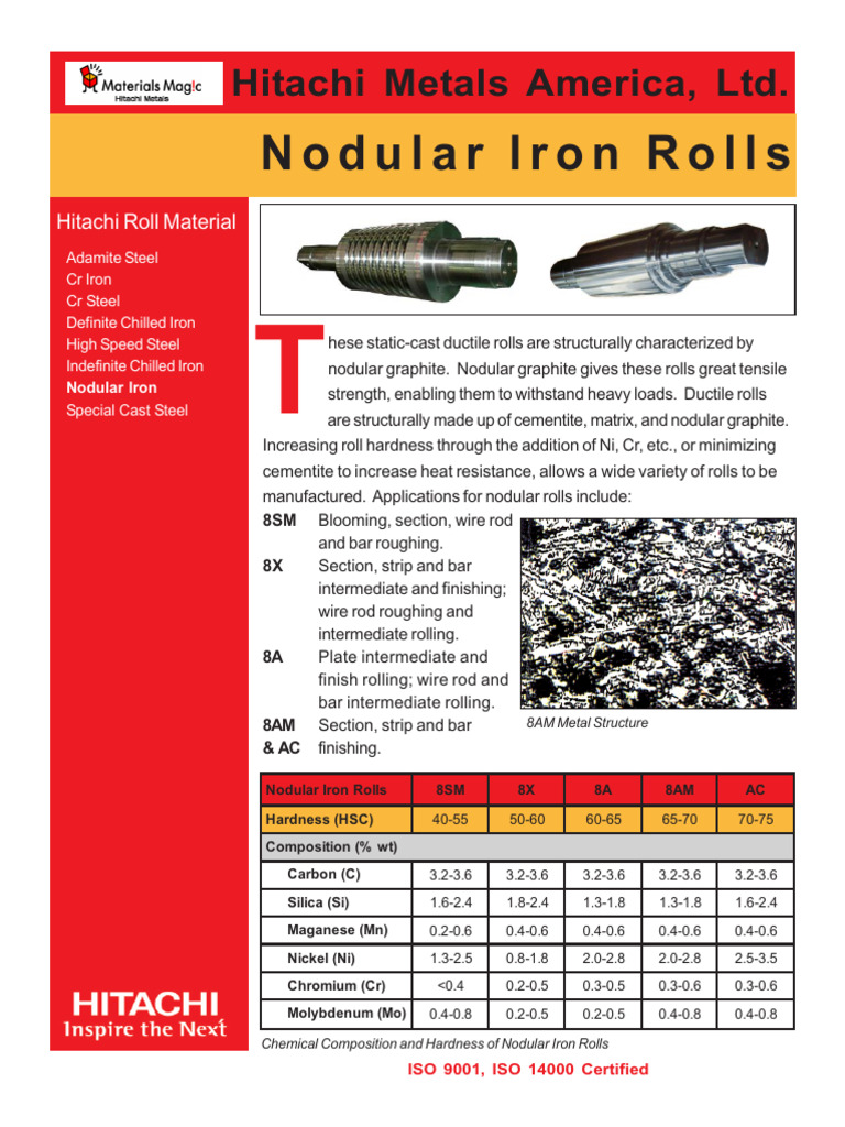 Nodular Iron Rolls - Hitachi Metals America, Ltd. | PDF | Steel | Iron