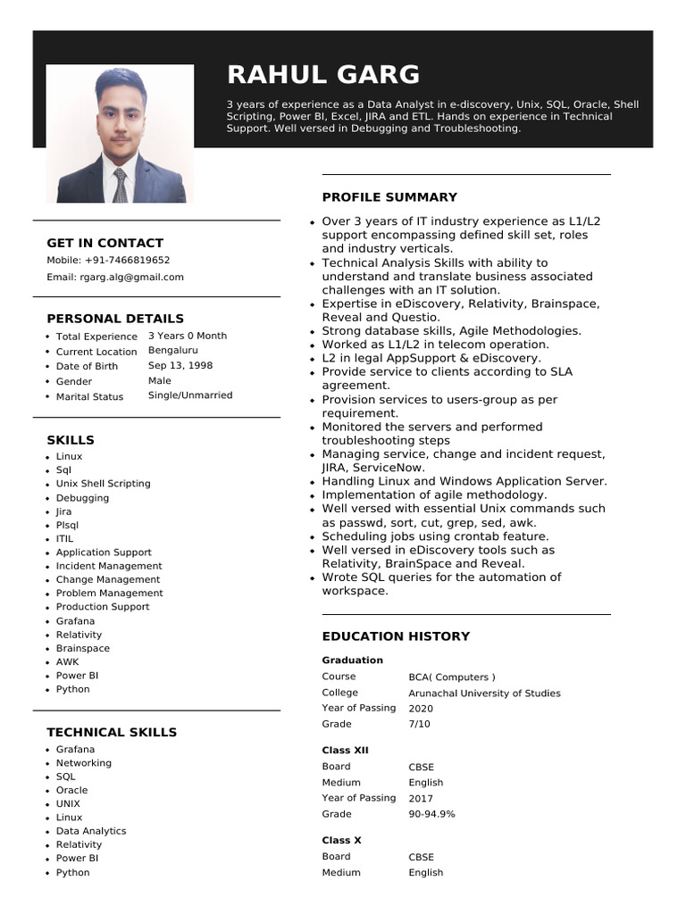Rahul Garg: Profile Summary | PDF | Databases | Sql