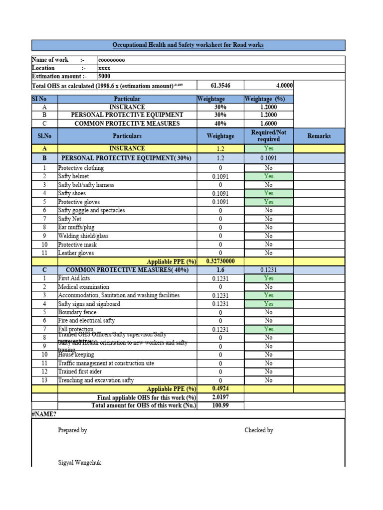 OHS Workingsheet | PDF | Personal Protective Equipment | Safety