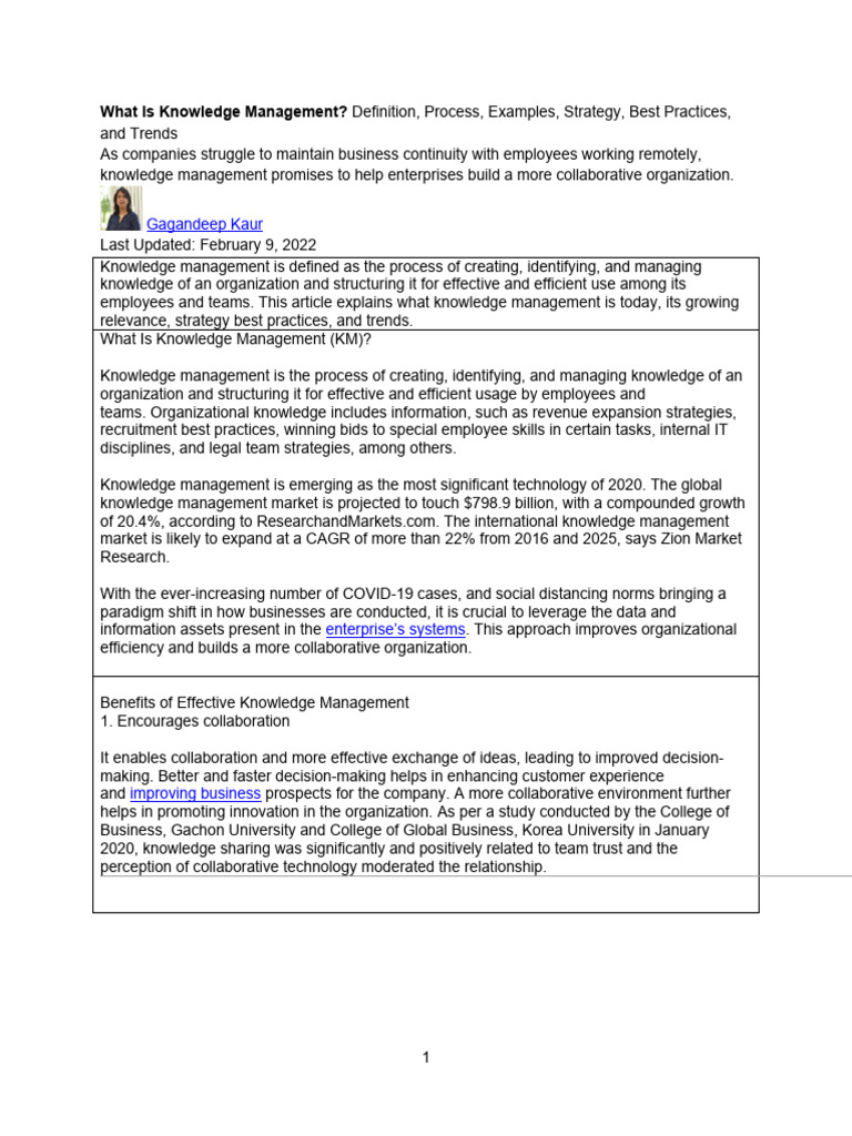 What Is Knowledge Management PDF Knowledge Management Knowledge