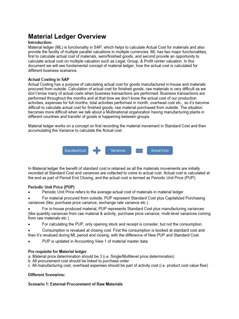 SAP Material Ledger Overview | Download Free PDF | Valuation (Finance ...
