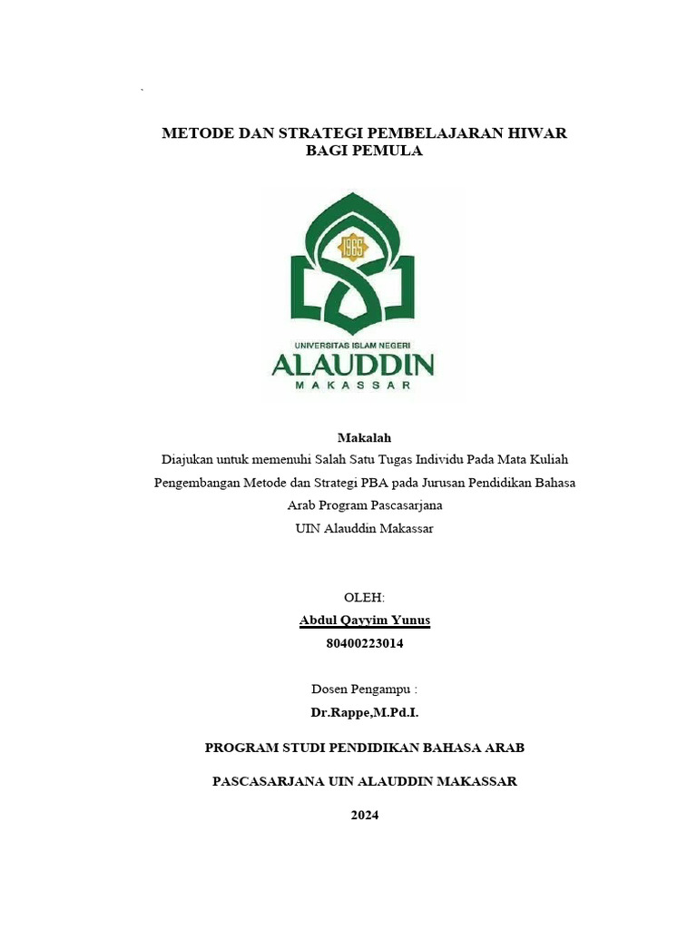 Metode Dan Strategi Pembelajaran Hiwar | PDF