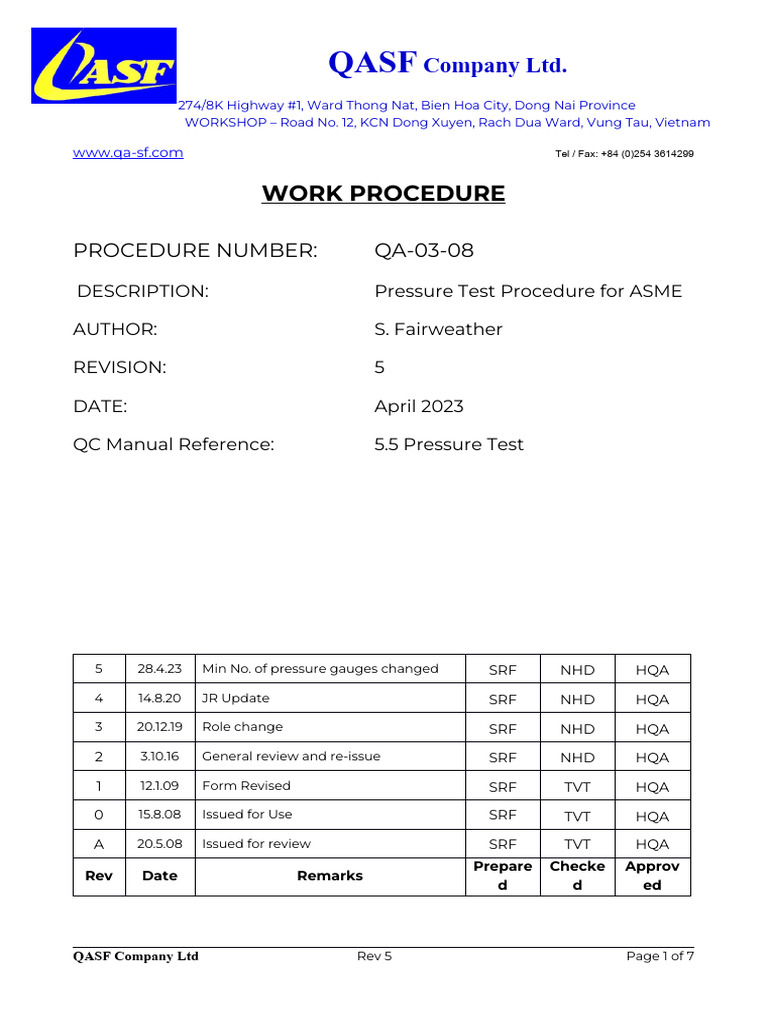 Pressure Test Procedure Rev 5 | PDF | Mechanical Engineering
