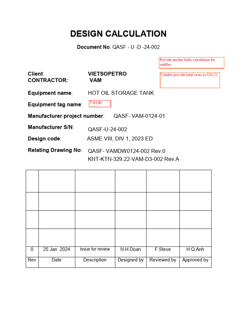 Comment Design Calculation - Hoil Oil Storage Tank - Rev.0-2 | PDF ...