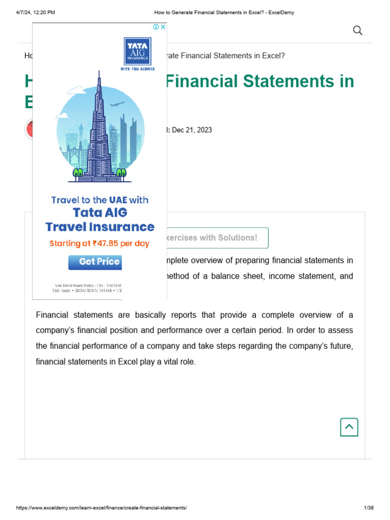 How To Generate Financial Statements in Excel - ExcelDemy | Download ...
