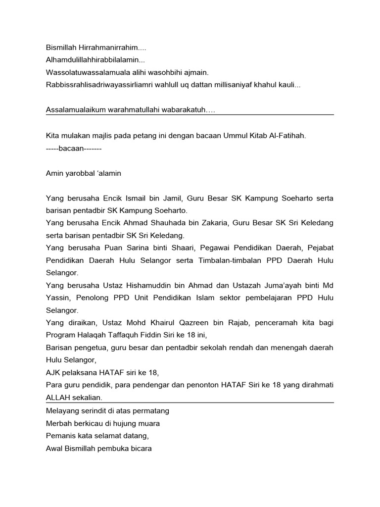 Skrip Moderator Hataf Siri 18 2023 | PDF | Karier & Perkembangan ...