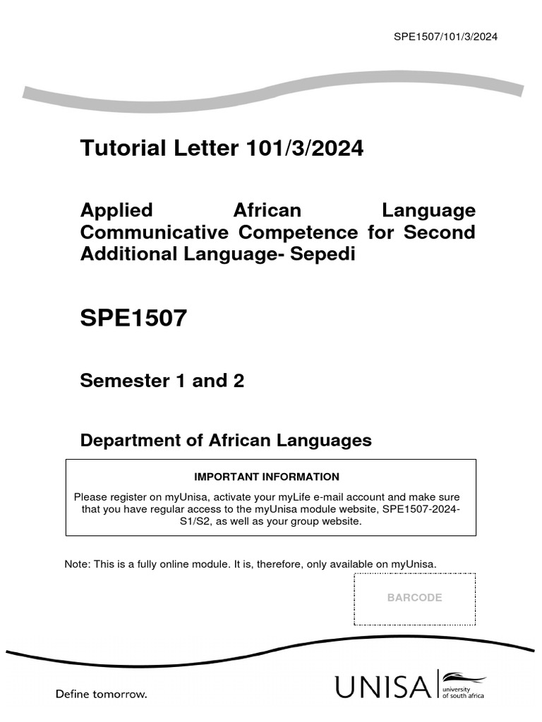 Tutorial Letter 101/3/2024: Applied African Language Communicative ...