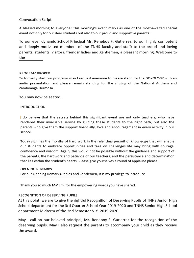 Portfolio Day MC Script | PDF