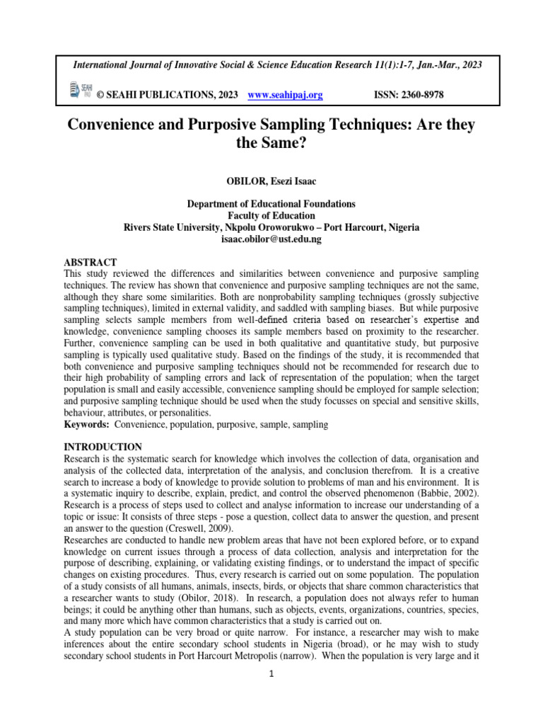 Ijisser M 1 2023 | PDF | Sampling (Statistics) | Stratified Sampling