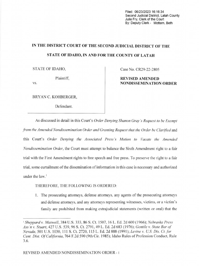Revised Amended Nondissemination Order | PDF | Witness | Plea
