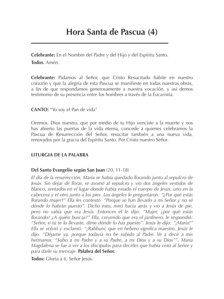 Hora Santa Pascua - 4 | PDF | Jesús | La resurrección de Jesús