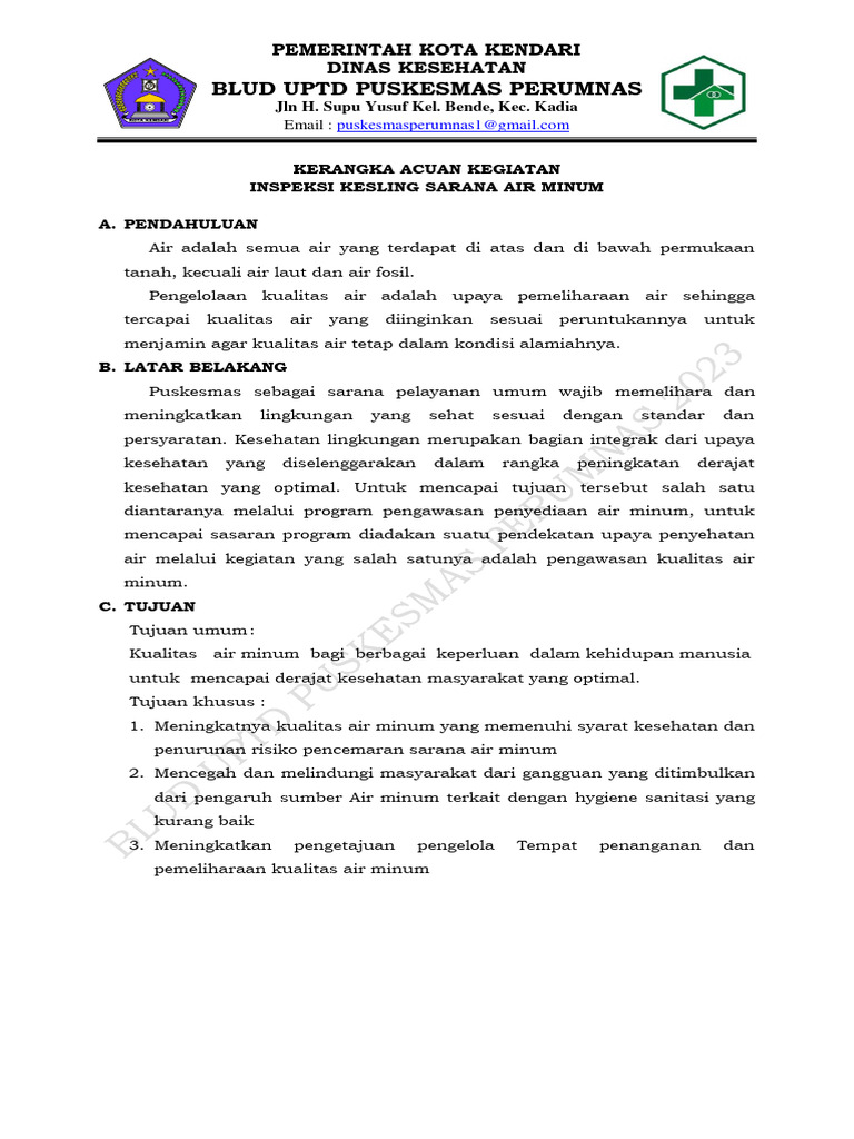 Kak Inspeksi Kesling Sam | PDF