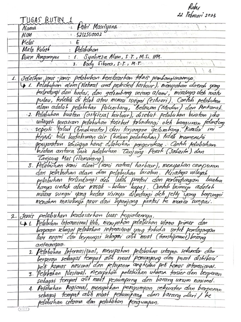 E - Putri Masriyana (TR1, PELABUHAN) | PDF