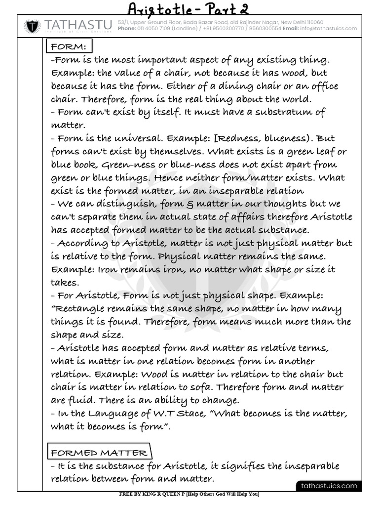 Aristotle's Form and Matter Theory | PDF | God | Aristotle