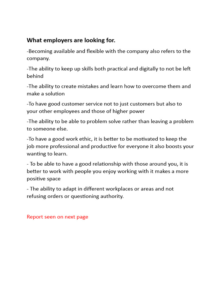 Employer Report and Skills | PDF | Employment | Procedural Knowledge