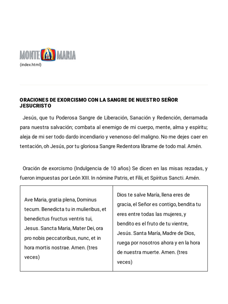 Oraciones de Exorcismo | PDF | Oración | Creencia religiosa y doctrina