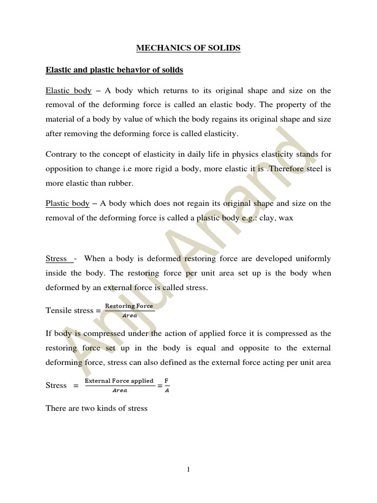 Mechanics of Solids | PDF | Deformation (Engineering) | Ultimate ...