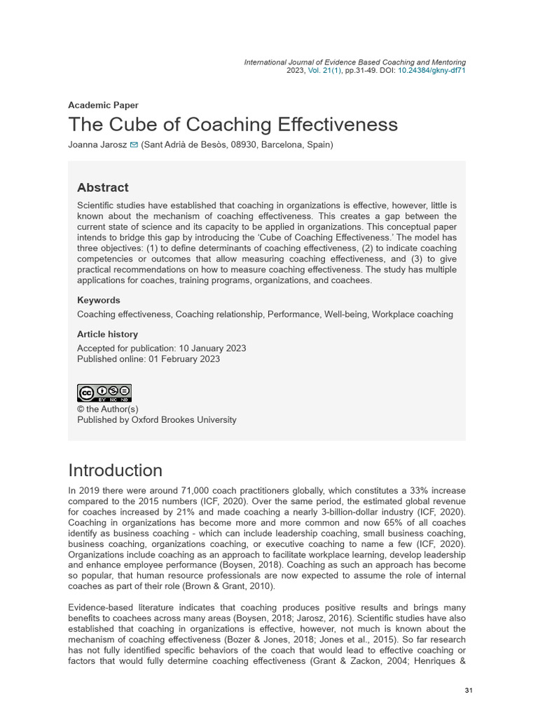 Cube of Coaching Effectiveness Model | PDF | Motivational | Motivation