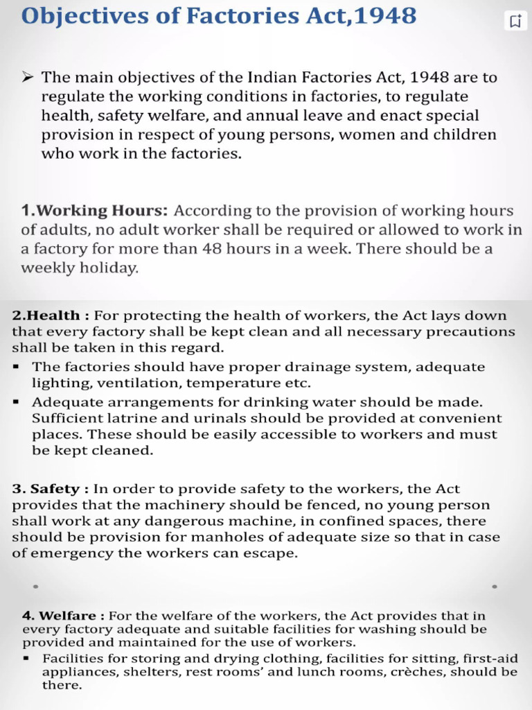 Factory Act 1948 | PDF