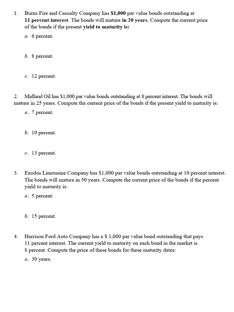 Week 2 3 Exercises Download Free Pdf Bonds Finance Yield Finance