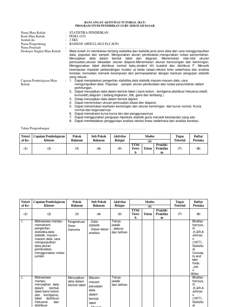 Rancangan Aktivitas Tutorial | PDF