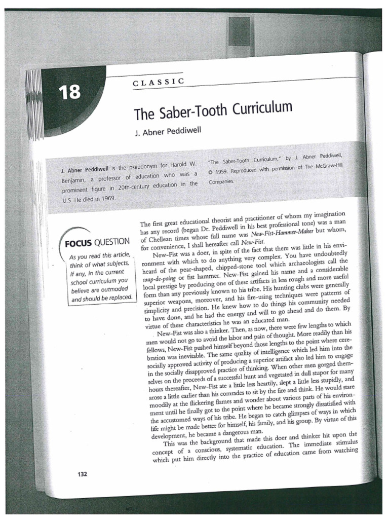 The Saber Tooth Curriculum - James Abner Peddiwell | PDF