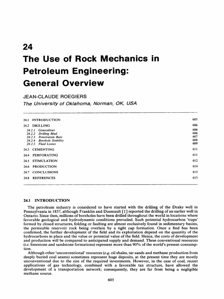 Roegiers - 1993 - Overview - Use of Rock Mechanics in Petroleum Engineering | Download Free PDF ...