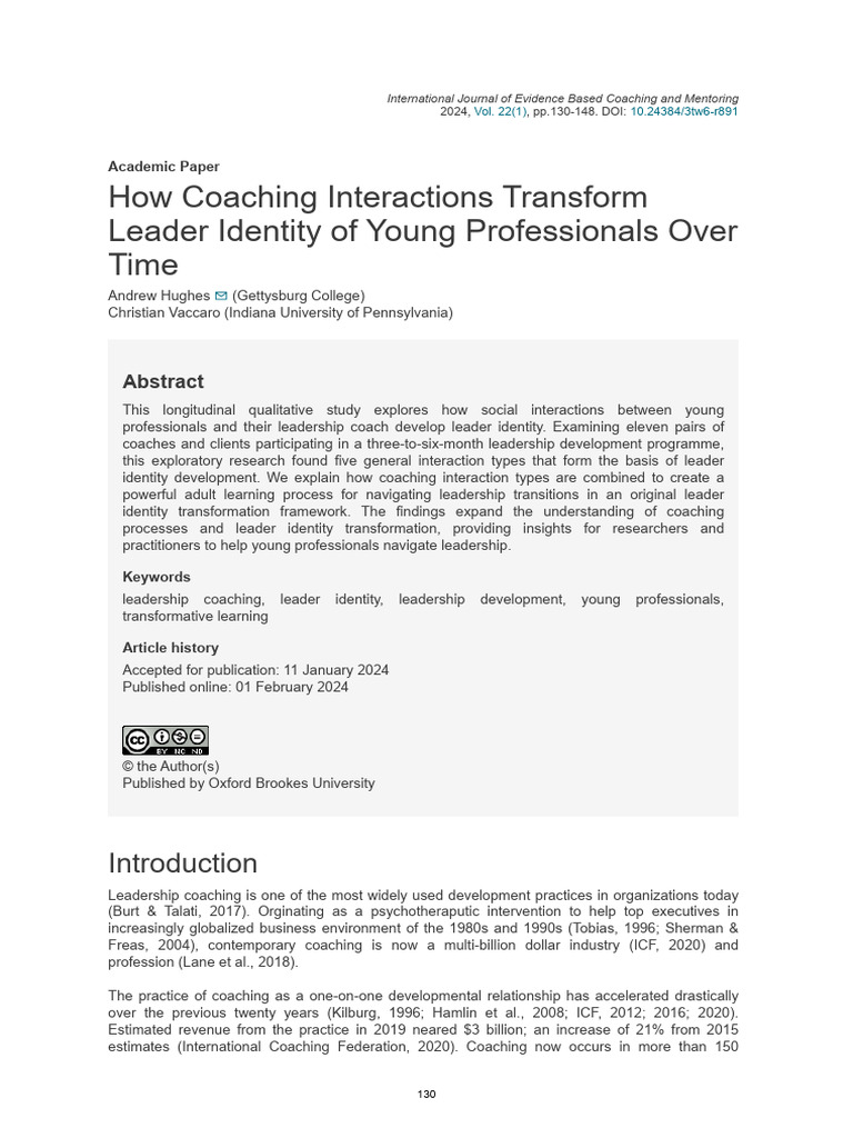 How Coaching Interactions Transform Leader Indentity | PDF | Identity ...