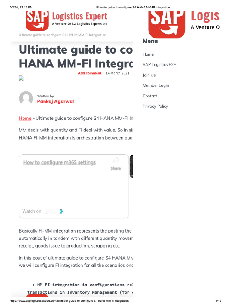 Configure S4 HANA MM-FI Integration Guide | PDF | Cargo | Logistics