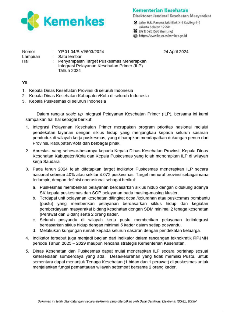 Surat Penyampaian Target ILP | PDF