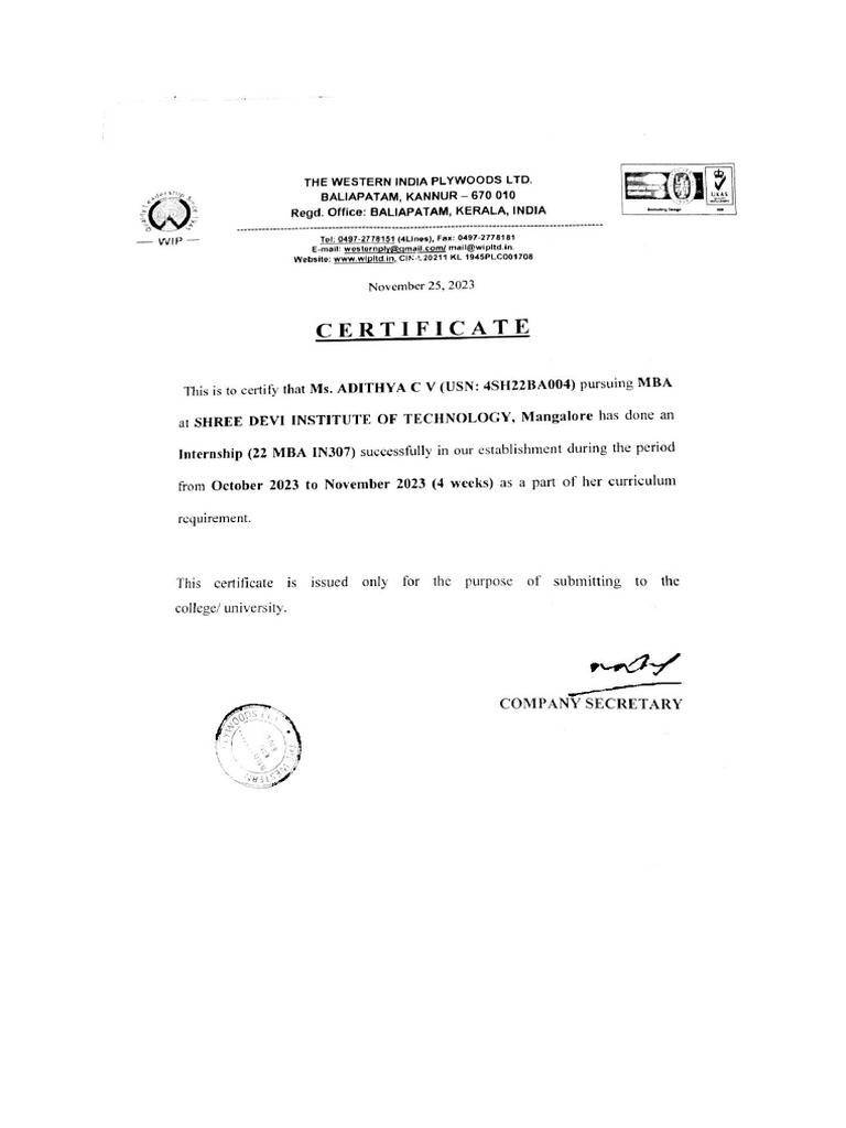 Aditya Certificate | PDF