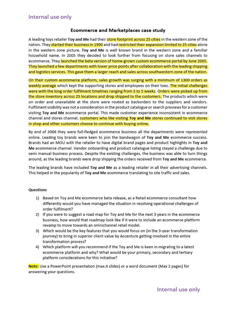 Toy and Me Ecommerce Case Studyv1.0 | PDF | E Commerce | Retail