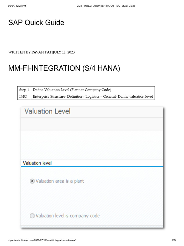 Mm-fi-Integration (S_4 Hana) – Sap Quick Guide | PDF | Business