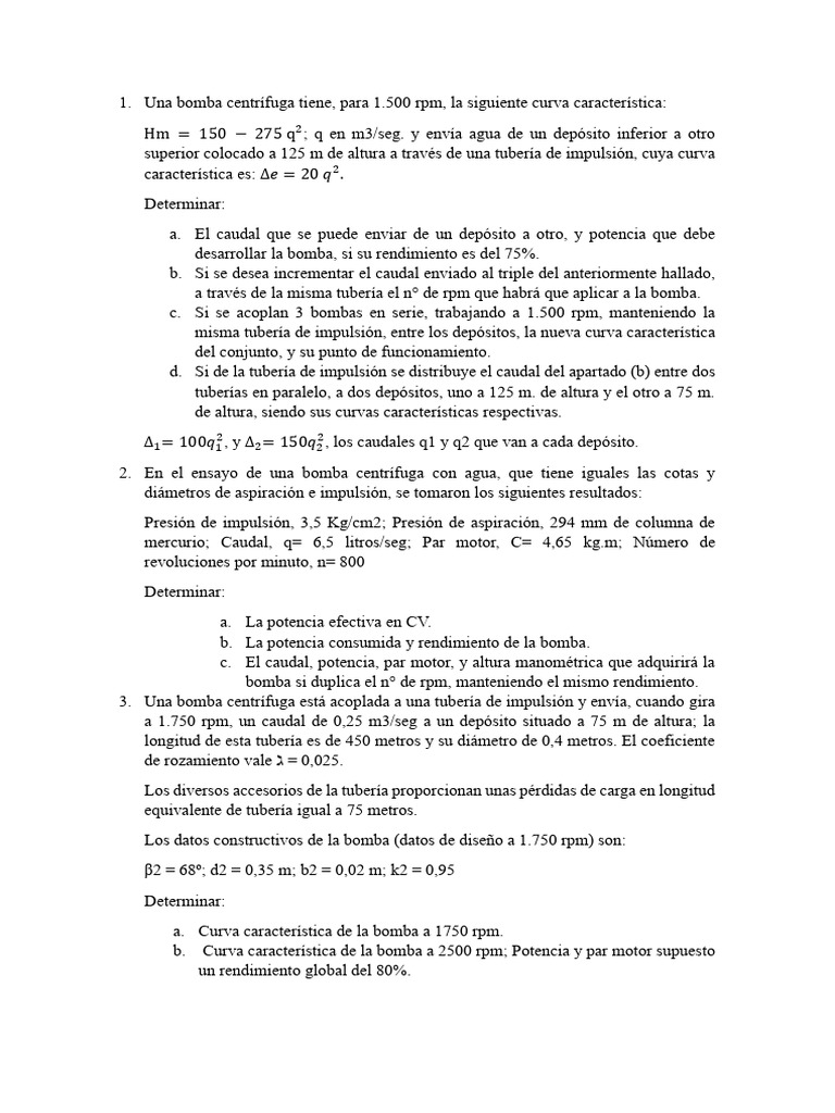 Taller 2. Ejercicios Pc2 | Descargar gratis PDF | Bomba | Tecnologías de gas