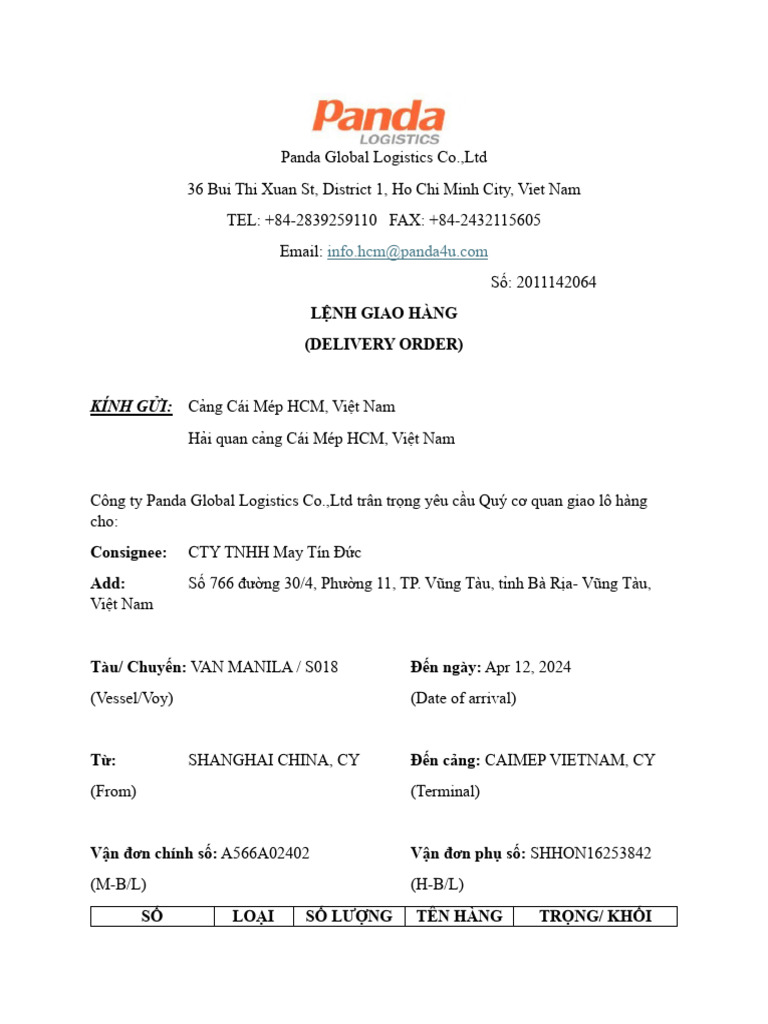 Panda Global Logistics Co | PDF