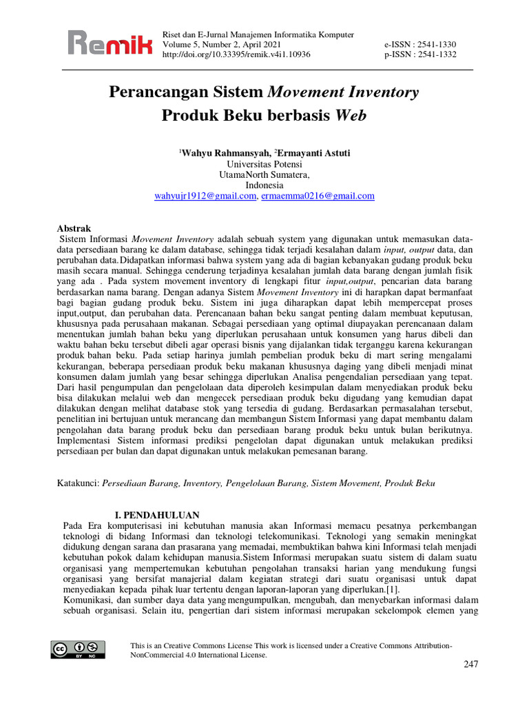 Perancangan Sistem Movement Inventory Produk Beku | PDF